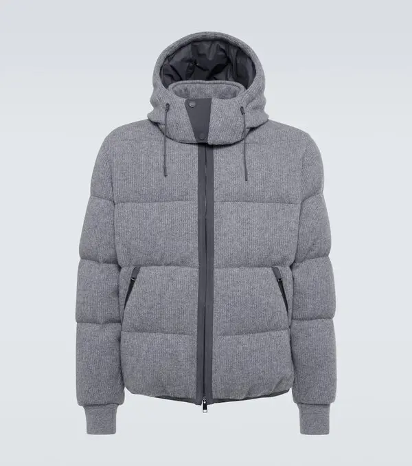 Zegna Ribbed-knit Cashmere-blend Down Jacket