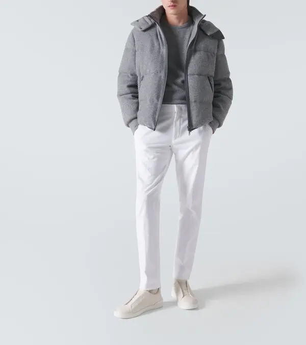Zegna Ribbed-knit Cashmere-blend Down Jacket
