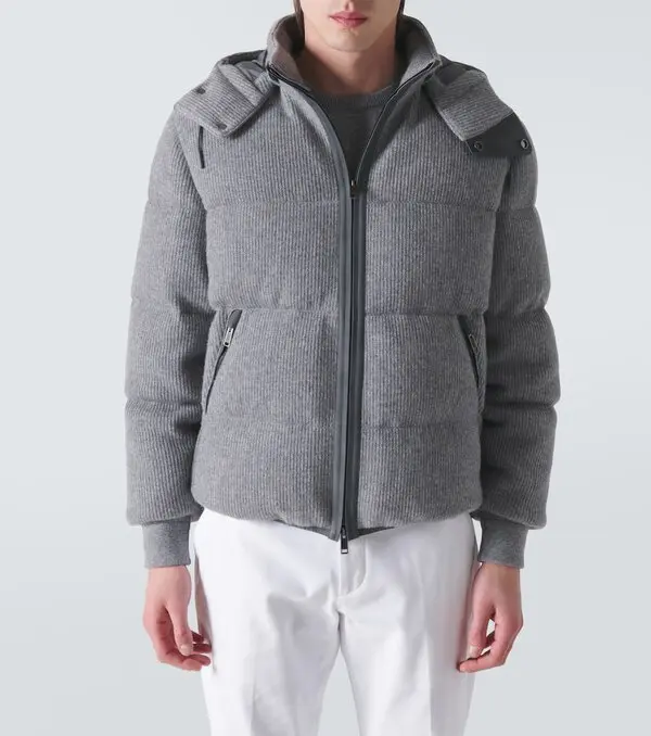 Zegna Ribbed-knit Cashmere-blend Down Jacket
