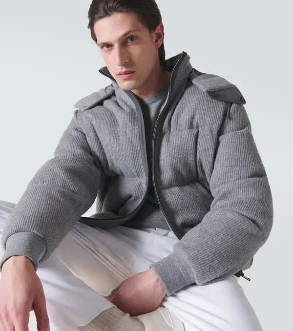 Zegna Ribbed-knit Cashmere-blend Down Jacket