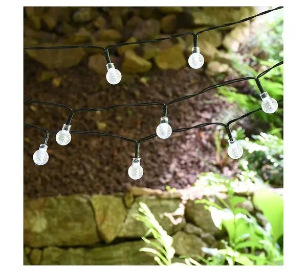 LUMABASE Solar Powered String Lights With Facet Ed Balls- White