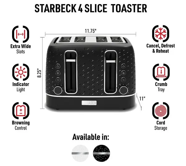HADEN Starbeck 4-slice Wide Slot Toaster