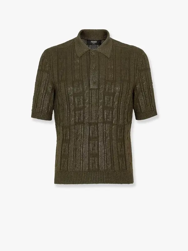 Fendi Braided Wool Polo Shirt Withff Details