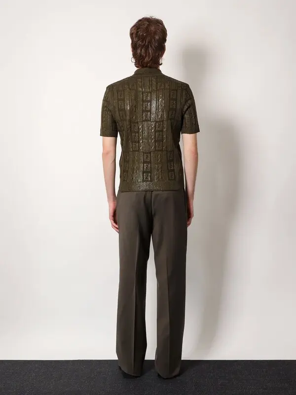 Fendi Braided Wool Polo Shirt Withff Details