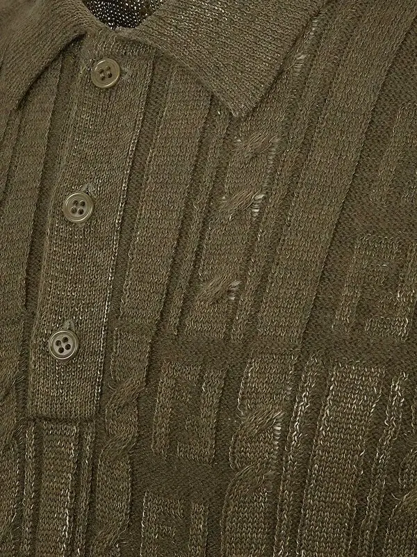 Fendi Braided Wool Polo Shirt Withff Details