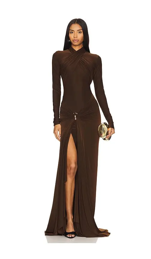 DEME BY GABRIELLA June Gown - Chocolate Brown