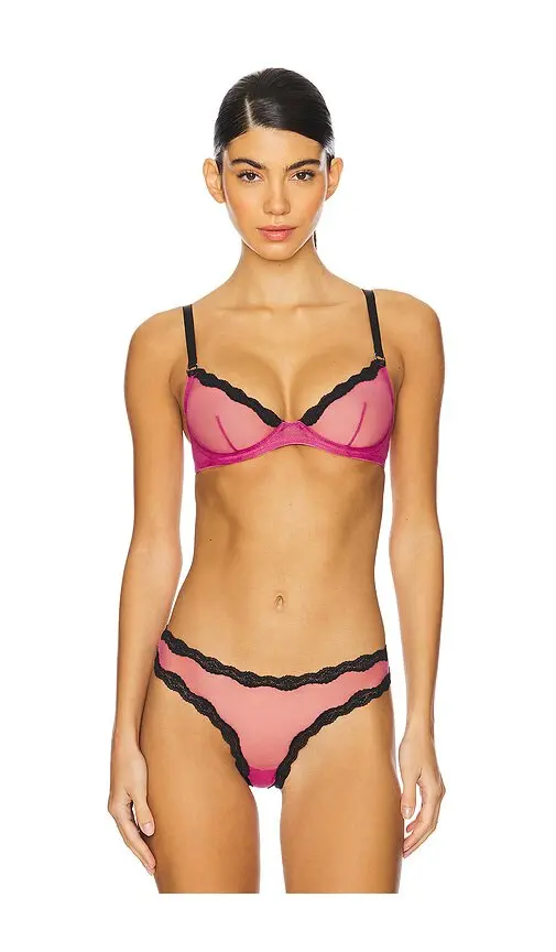 FLEUR DU MAL Sheer Tulle Demi Bra In Pink - Pretty Pink