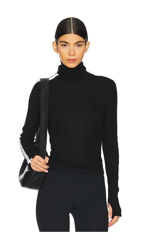 Splits59 Jackson Rib Turtleneck Top - Black & White