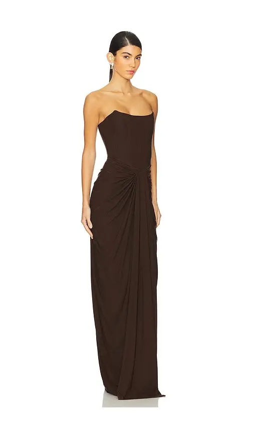 DEME BY GABRIELLA Pearl Gown - Dark Brown
