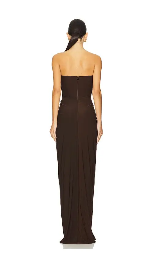 DEME BY GABRIELLA Pearl Gown - Chocolate