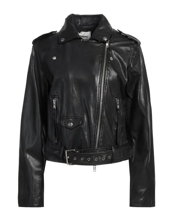 SWORD 6644 Leather Biker Jacket - Black