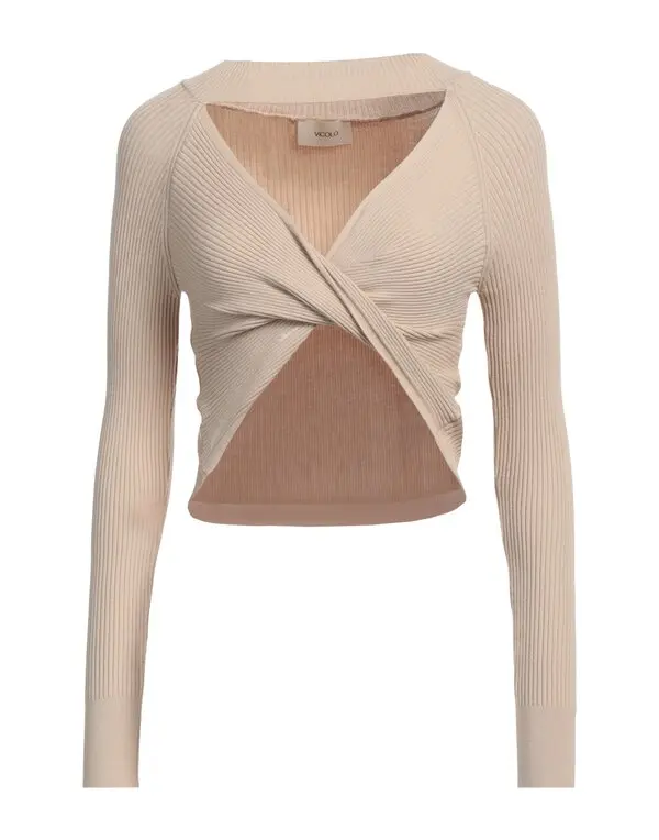 VICOLO Knitted Crewneck Top - Beige