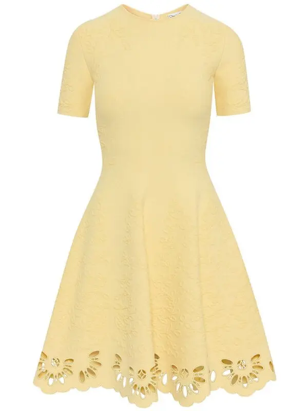 Oscar De La Renta Eyelet-Embellished Jacquard Mini Dress In Yellow - 71%  Off | Editorialist