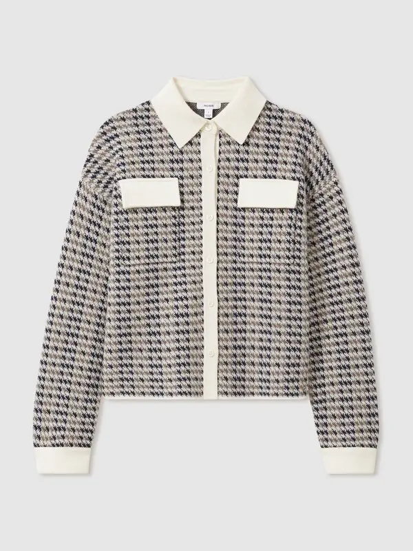 REISS Margot Wool-cashmere Houndstooth Cardigan