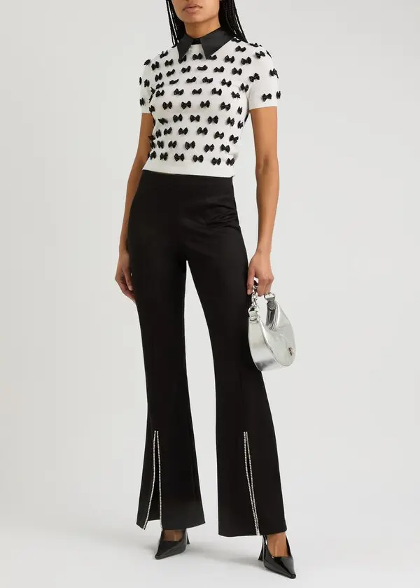 Alice + Olivia Embellished Split-hem Trousers