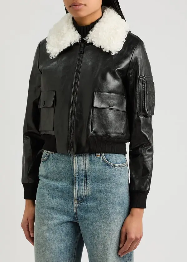 Alice Olivia Willard Faux Leather Jacket In Black 60% Off