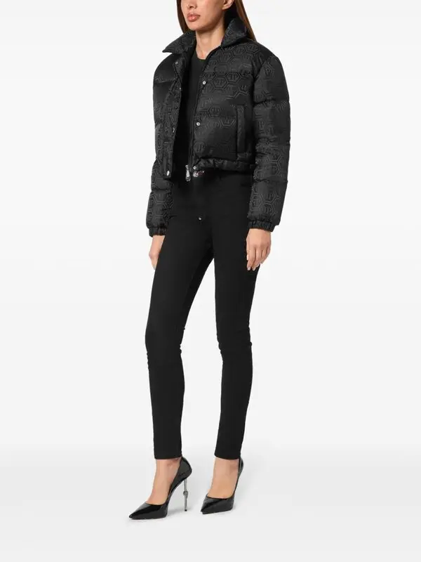 Philipp Plein Monogram Cropped Puffer Jacket