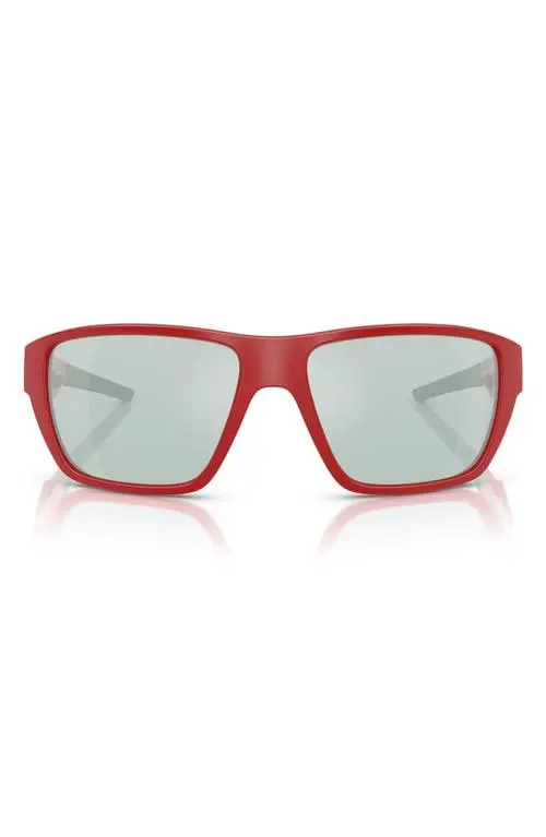 SCUDERIA FERRARI 61mm Rectangular Sunglasses - Red/mirror Blue
