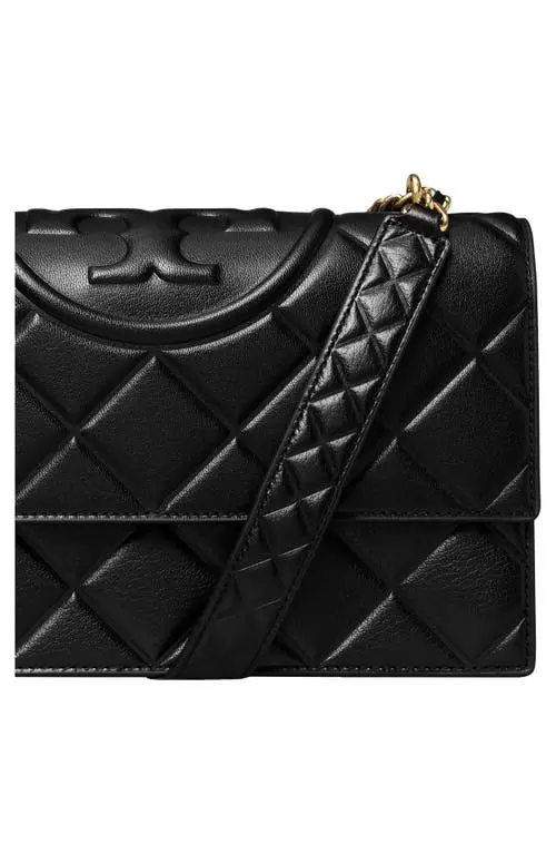 Tory Burch Fleming Convertible Leather Shoulder Bag - Black