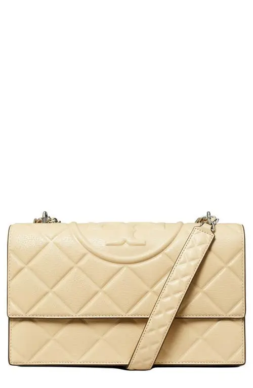 Tory Burch Fleming Convertible Leather Shoulder Bag - Vanilla Soft Serve