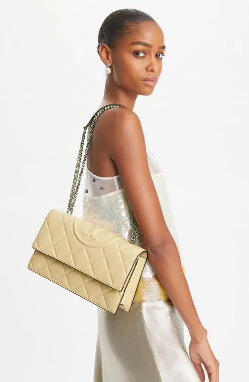 Tory Burch Fleming Convertible Leather Shoulder Bag - Vanilla Soft Serve