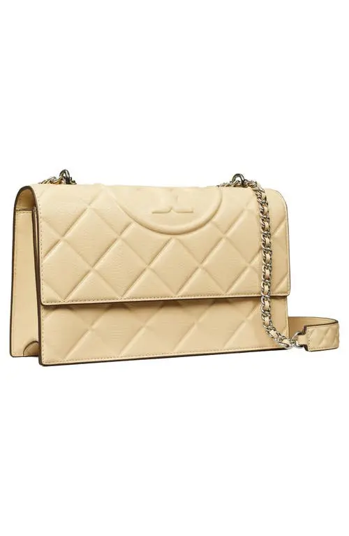 Tory Burch Fleming Convertible Leather Shoulder Bag - Vanilla Soft Serve