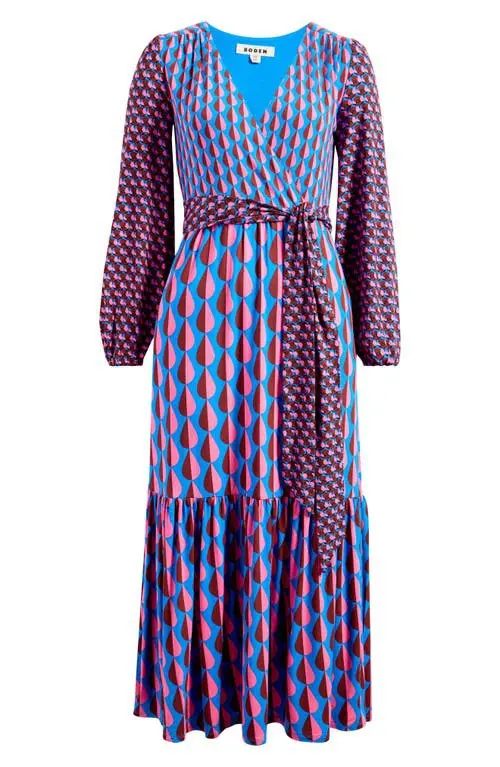 Boden Ophelia Mix Print Faux Wrap Dress In Multi Raindrop Geo - 63% Off |  Editorialist
