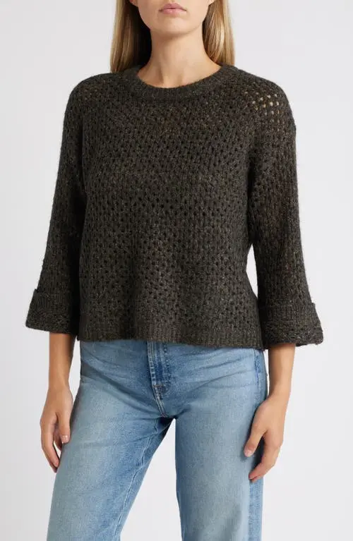 Wit & Wisdom Open Stitch Cuffed Sweater - Espresso