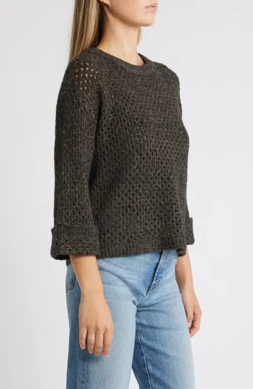 Wit & Wisdom Open Stitch Cuffed Sweater - Espresso