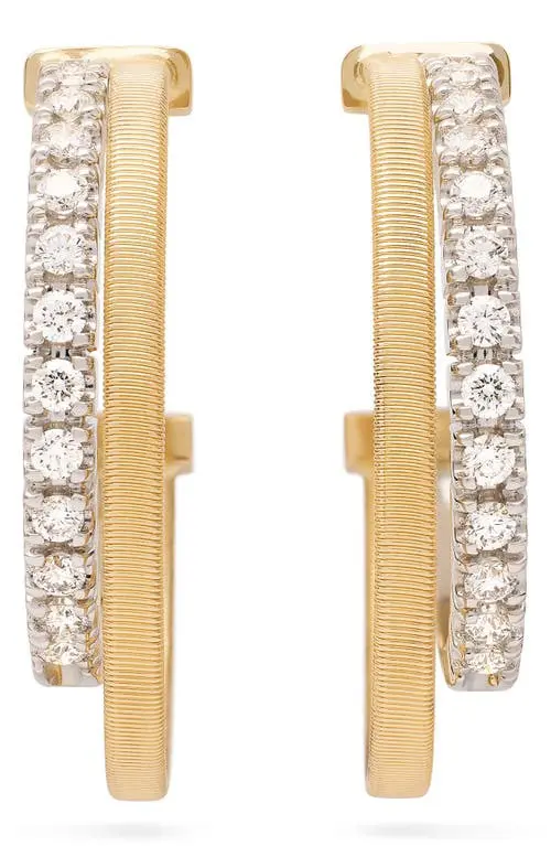 Marco Bicego Masai Double Hoop Diamond Earrings - 18k Yellow Gold