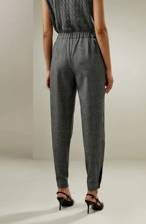 Lilysilk Glen Check Worsted Wool Trousers - Mixed Gray