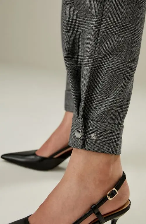 Lilysilk Glen Check Worsted Wool Trousers - Mixed Gray