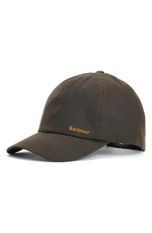 Barbour Belsay Waxed Cotton Sports Cap - Olive