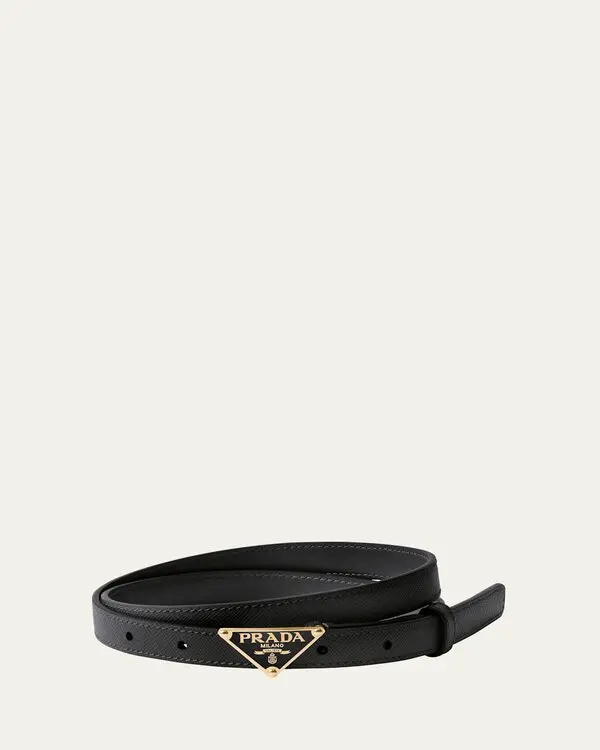 Prada Triangle Leather Buckle Belt