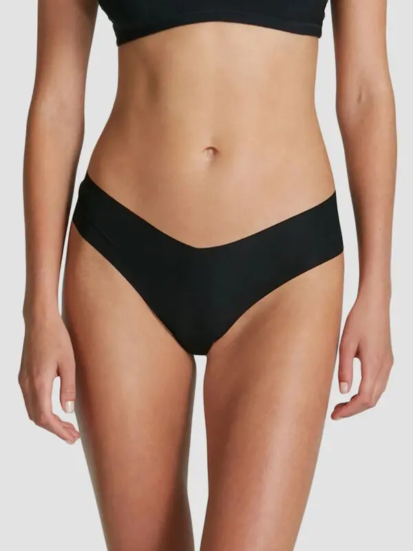 Commando Invisible Rib Seamless Thong - Black