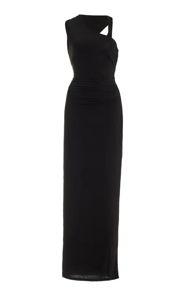 asymmetrical hem bridesmaid dress Amiera Sleeveless Asymmetric Hem Jersey Maxi Dress