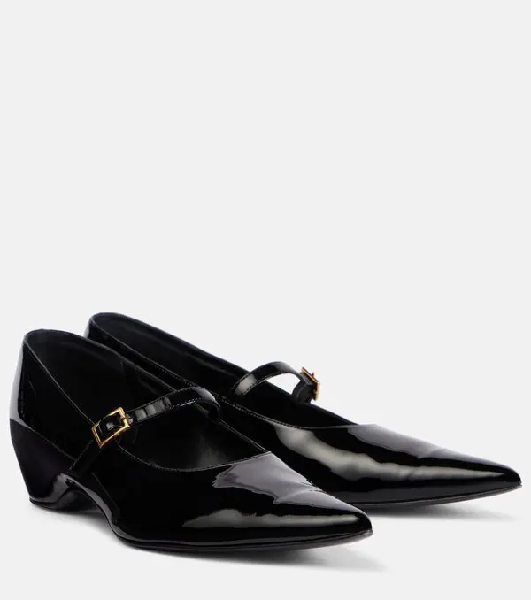 Khaite Sybil Patent Leather Mary Jane Flats - Black