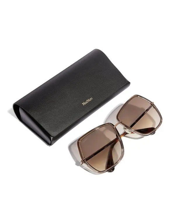 Max Mara Oversized Geometric Sunglasses - Brown | Editorialist display picture 1