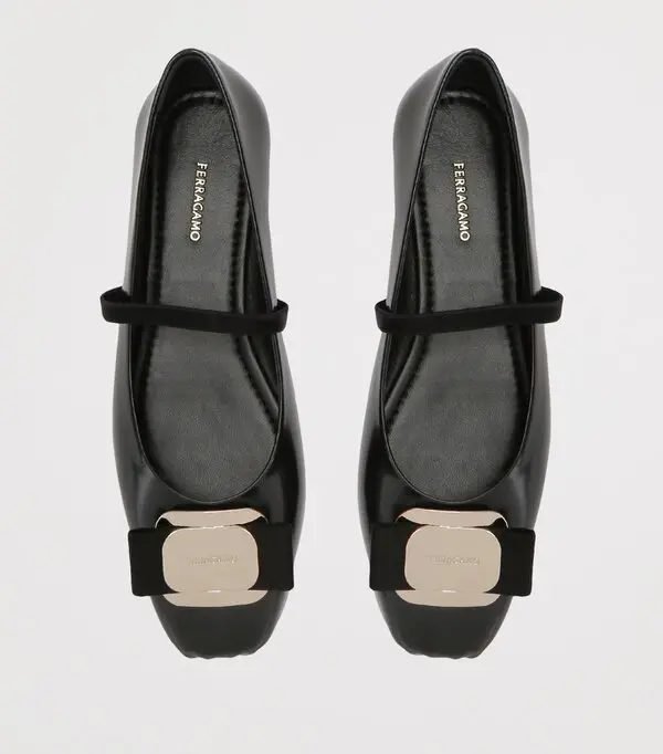 FERRAGAMO Leather Zina Ballet Flats