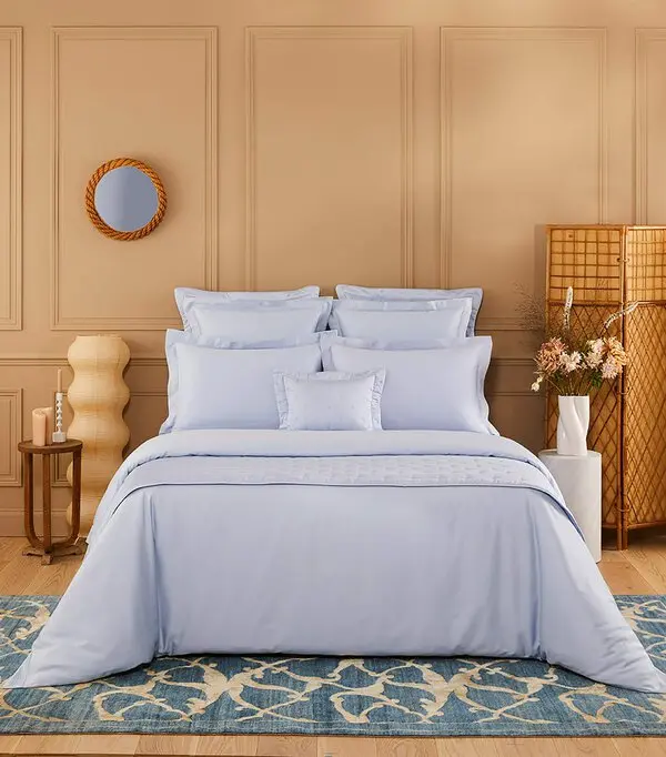 YVES DELORME Triomphe Celeste Double Fitted Sheet - Blue