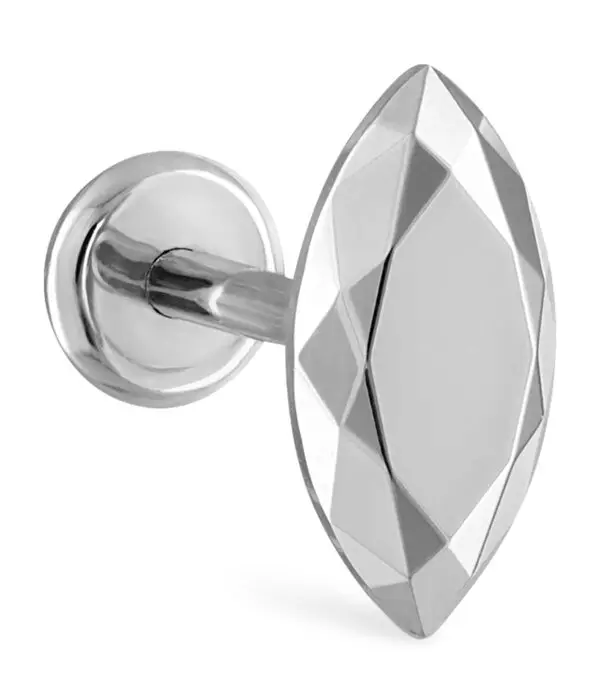 MARIA TASH Faceted Marquise Threaded Stud Single Earring - White