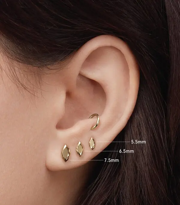 MARIA TASH Faceted Marquise Threaded Stud Single Earring - White