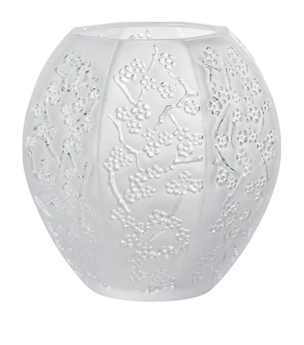 Lalique Small Crystal Sakura Vase - Clear