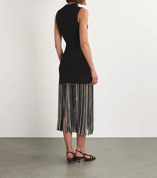 sandro fringed midi dress Sandro Fringed Knit Midi Dress In Brown - 30% Off