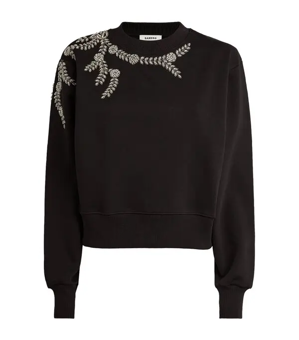 Sandro Embellished Cotton Sweatshirt