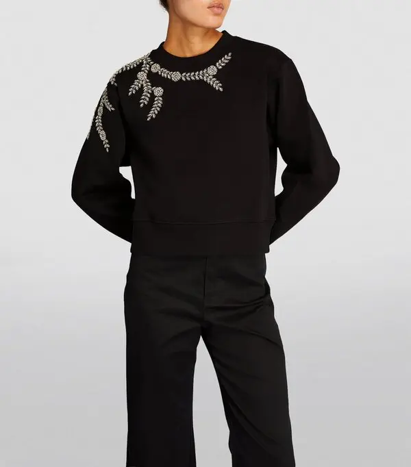 Sandro Embellished Cotton Sweatshirt