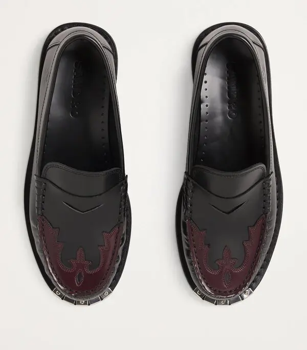 Sandro Leather Western Loafers In Black 55% Off Editorialist