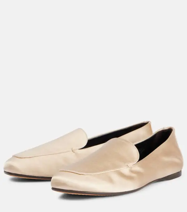 Khaite Monroe Satin Loafers - Beige