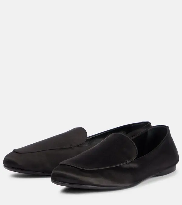 Khaite Monroe Satin Loafers - Black