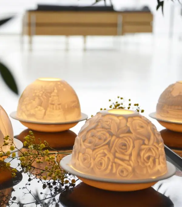 Bernardaud Roses Led Votivelight Lithophane